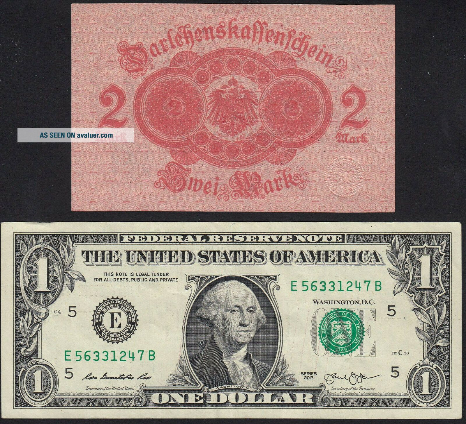 1914 2 Mark WWI German Rare Old Vintage Paper War Money Banknote ...