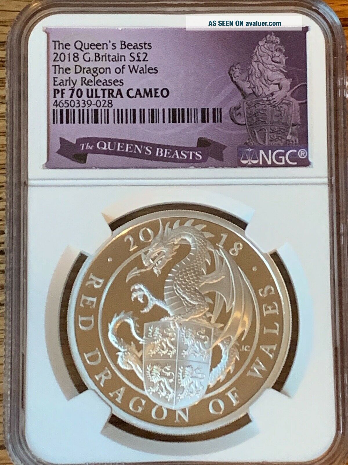 2018 UK 1oz Silver Queen ' S Beasts Dragon Proof PF70 UC Early Releases ...
