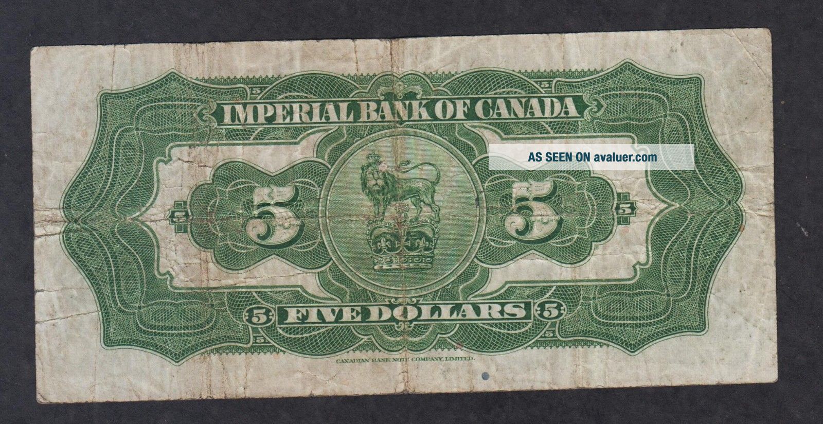 1934 $5 IMPERIAL BANK OF CANADA CHARTERED BANKNOTE | #9978542