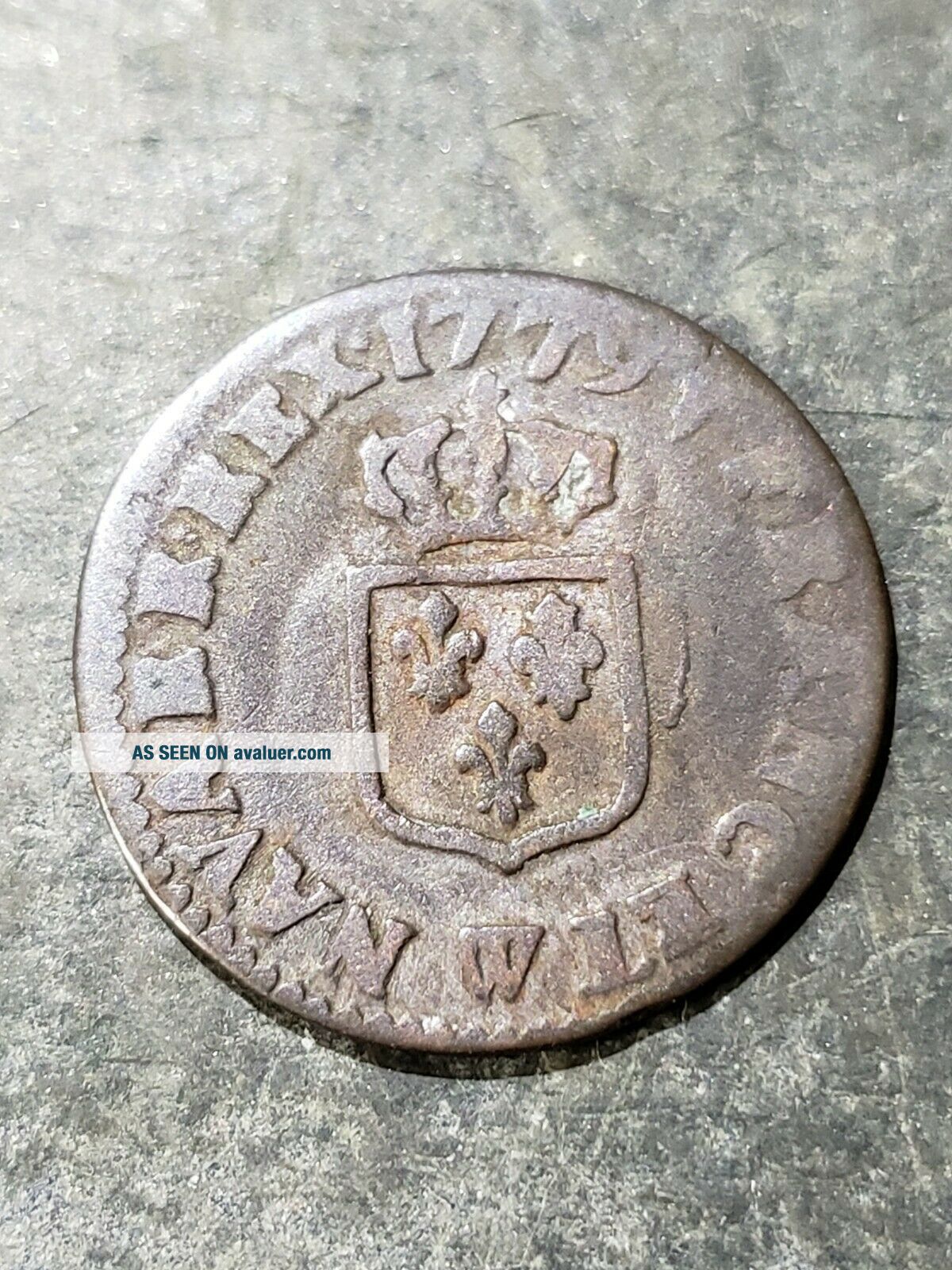 Liard France Coin 1779W Copper Ancient Colonial Times | #9994055