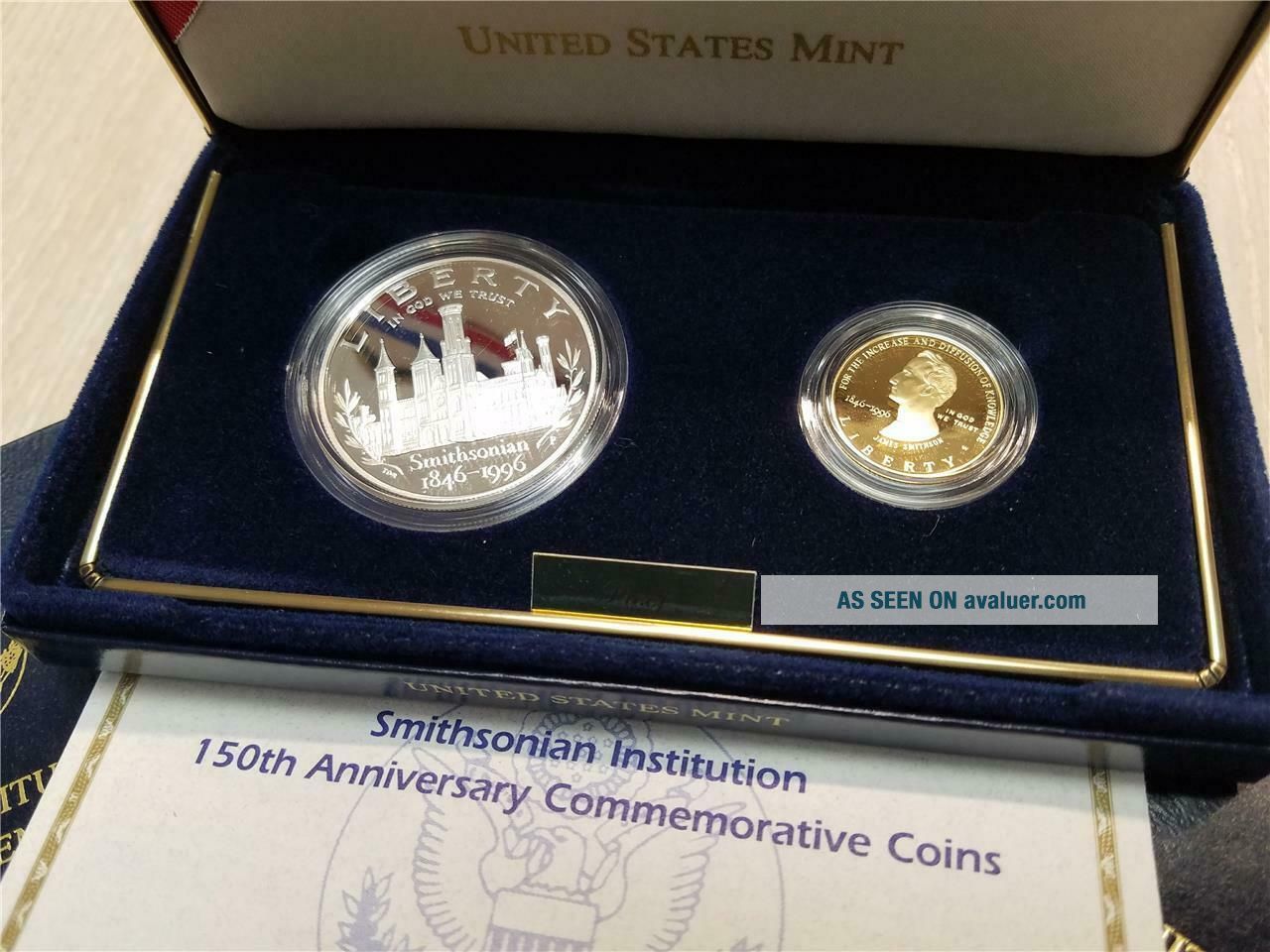 1996 $5 Gold And $1 Silver Smithsonian Proof US Commemorative Coin Set ...