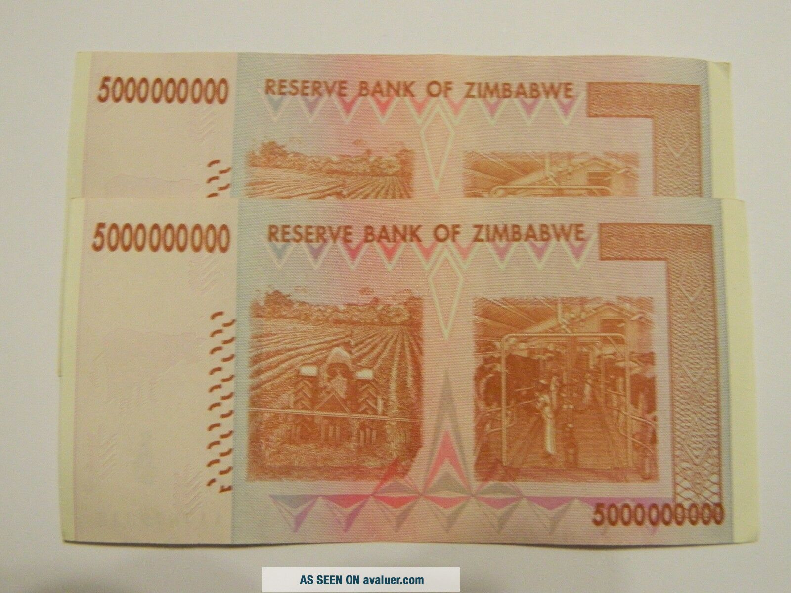 Zimbabwe 5 Billion Dollars Banknote AA Two Sequential | #10015178