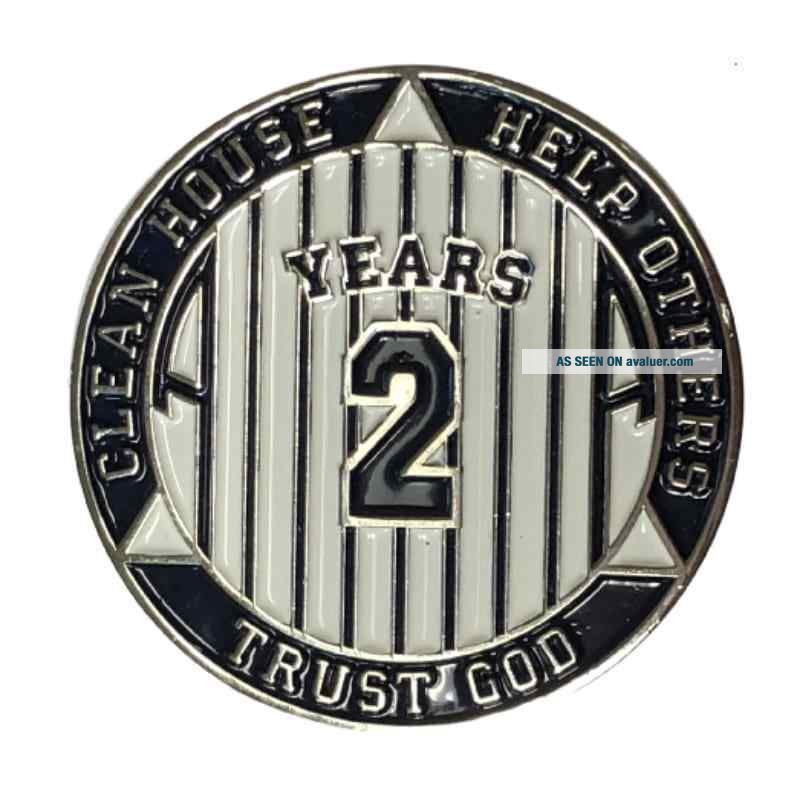 AA 2 Year Chip Pinstripe Medallion Alcoholics Anonymous Baseball Theme ...