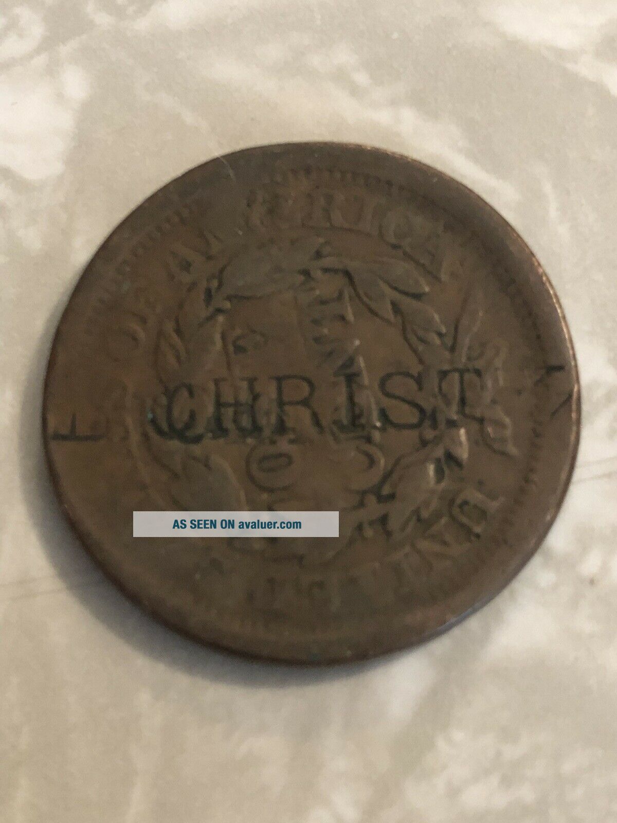 Large Cents Counter Stamped CHRIST And AB Early Coins Big Pennies ...