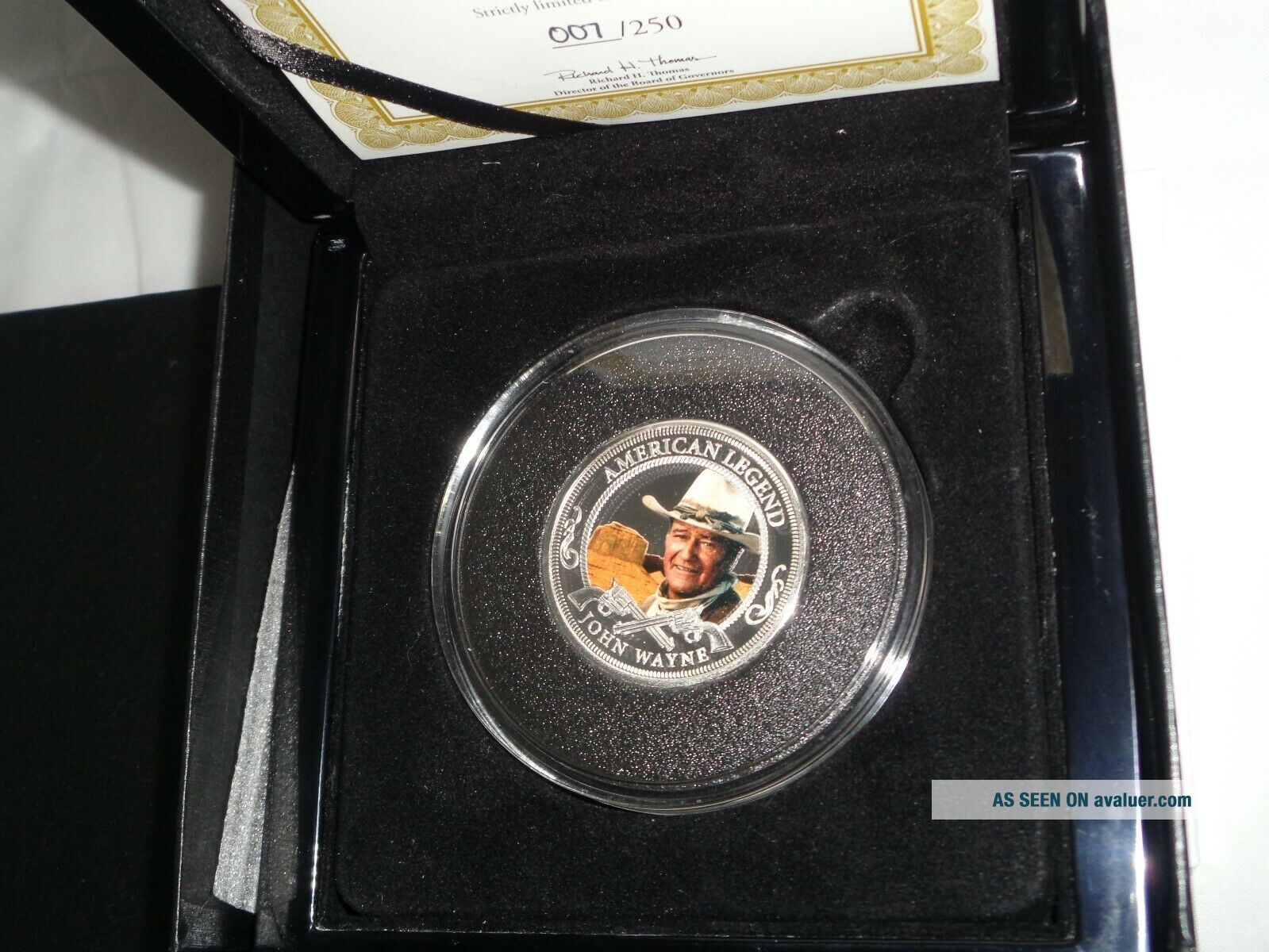 JOHN WAYNE American Legend. 925 Sterling Silver Piedfort Proof Coin W ...