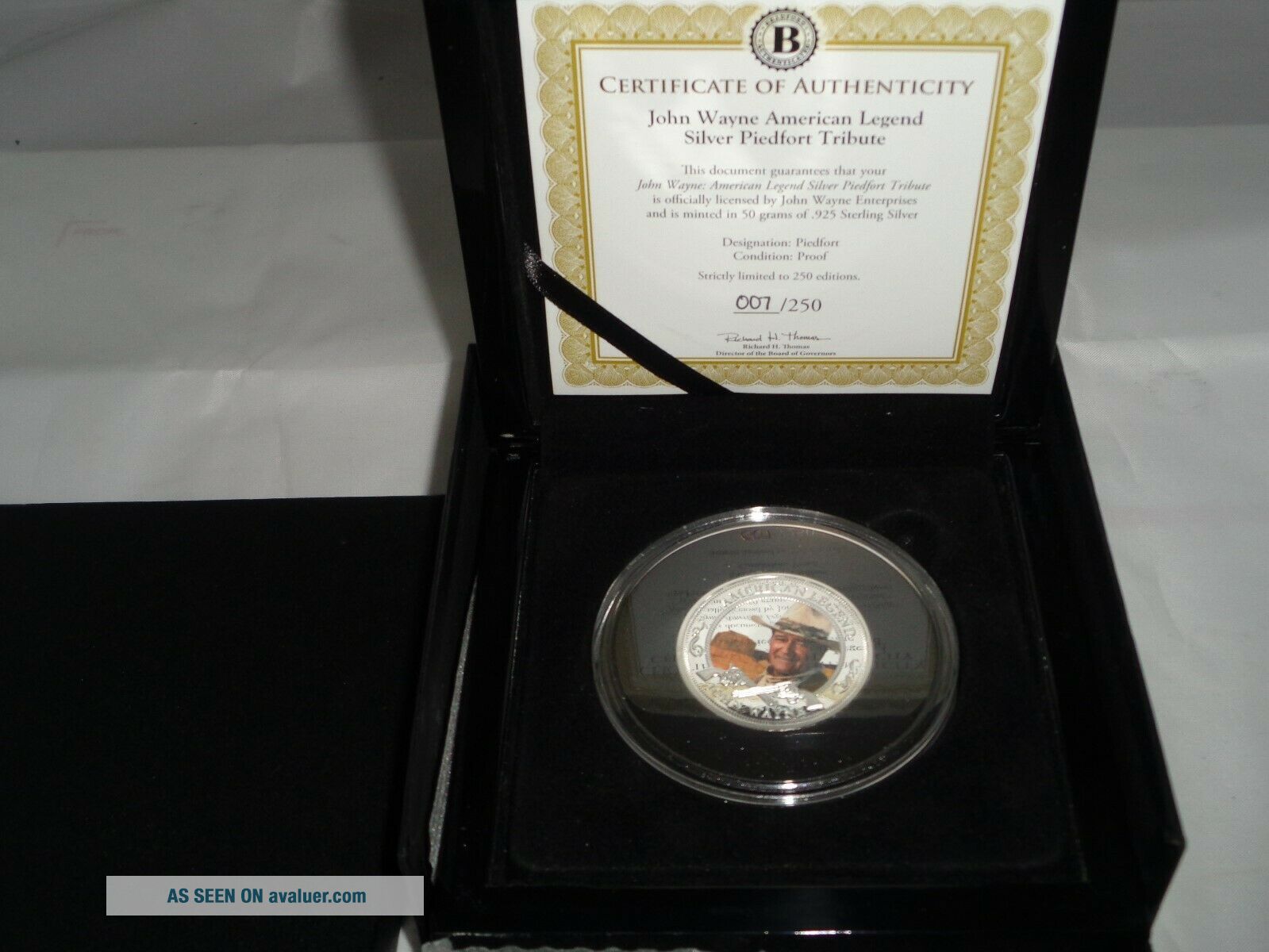 JOHN WAYNE American Legend. 925 Sterling Silver Piedfort Proof Coin W ...