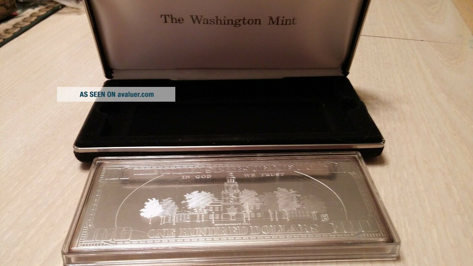 1997 Washington $100 Silver 4 Oz. 999 Silver Proof Franklin Bar W/ Box ...