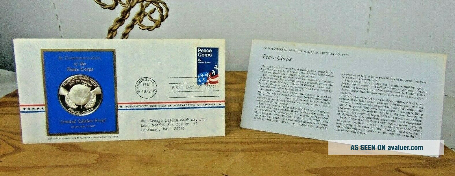 1972 Postmaster Of America Medal First Day Cover 13 Limited Edition ...