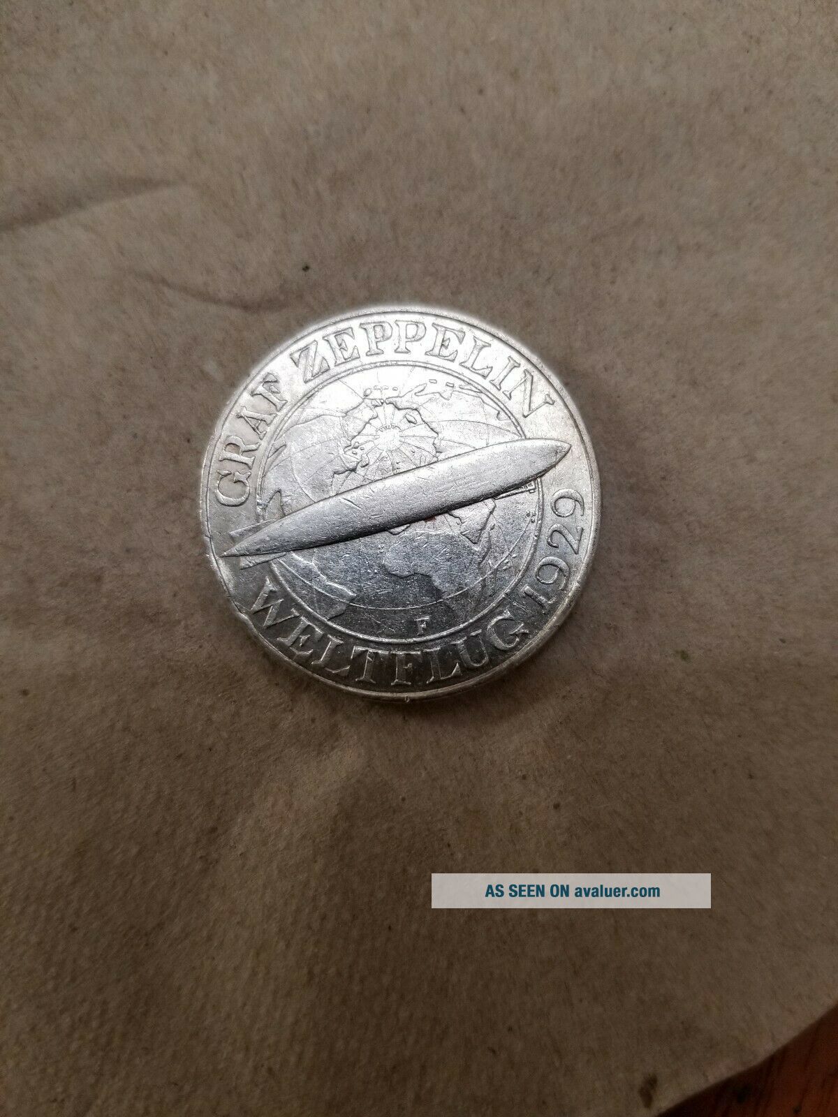 Germany 1930 A Weimar Republic 5 Reichsmark SILVER Graf Zeppelin ...