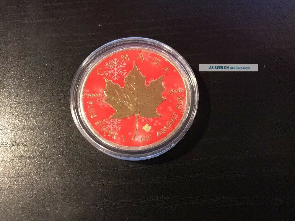 2016 Canadian Silver Maple Leaf Jingle Maple 1oz SILVER Colorized BU ...