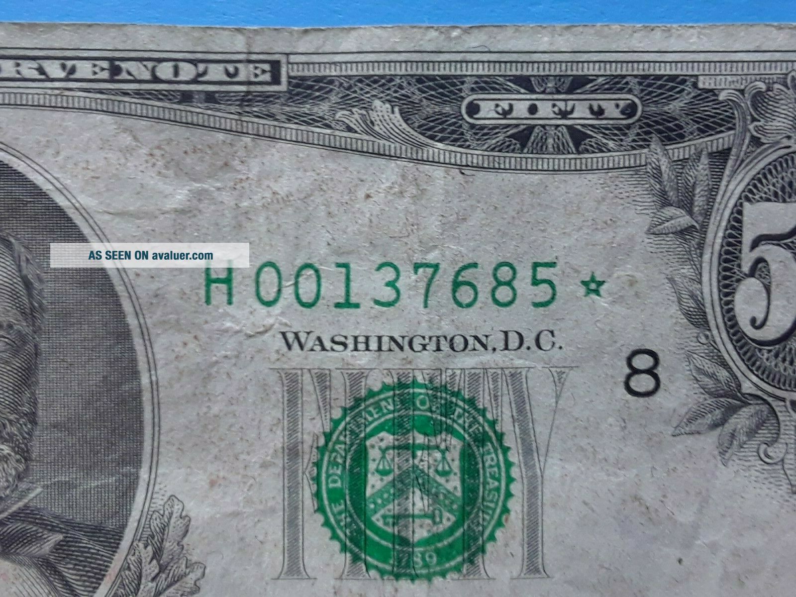 1974 USA FIFTY DOLLAR BILL STAR NOTE Federal Reserve St Louis MO ...