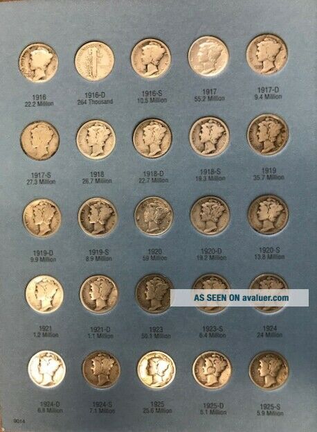 Complete Mercury Dime Set Minus 1916 D In Whitman Folder | #10212983