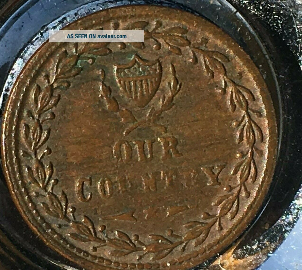 1863 Civil War Token Capped Bust Our Country Shield | #10164601