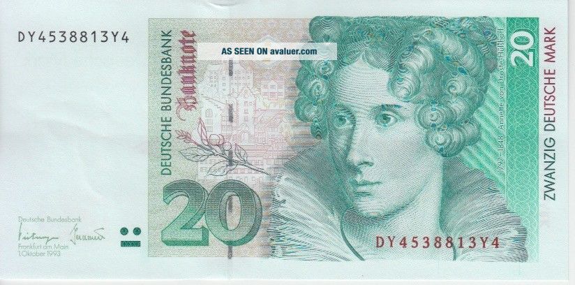 Germany Banknote P39b 20 Deutsche Marks 1993, EF | #10182190
