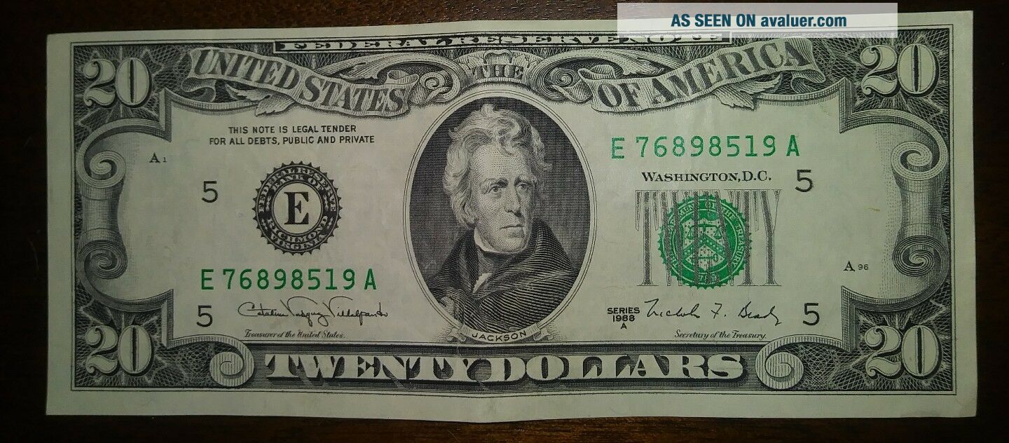 1988 $20 Dollar Bill Federal Reserve Bank Of Richmond E76898519A ...