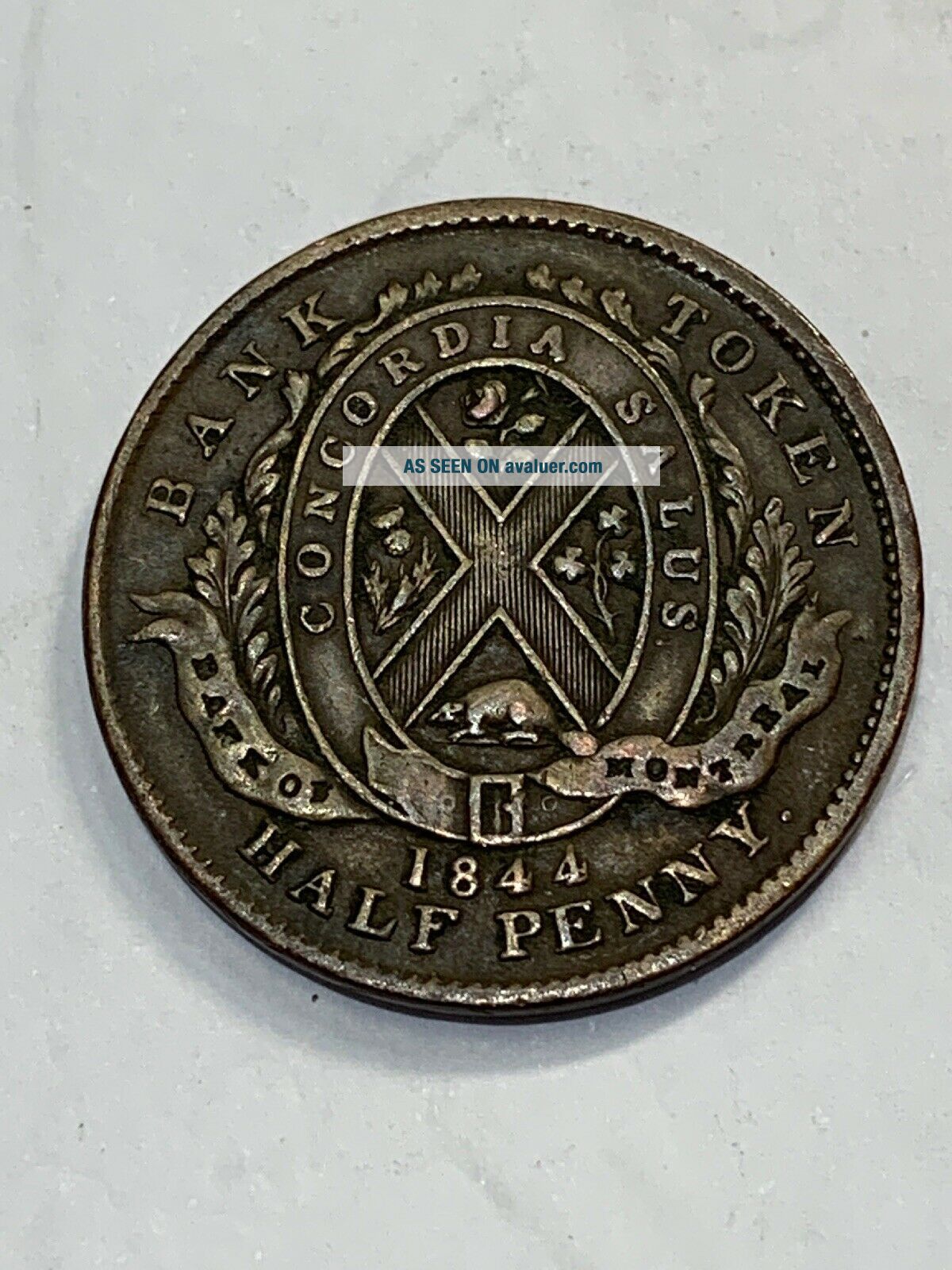 1844 1/2 Penny Bank Of Montreal Bank Token | #10266569