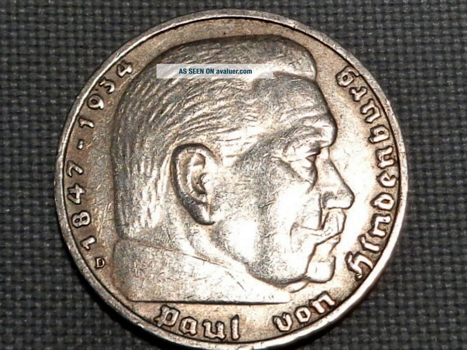 Third Reich Nazi WWII Hitler Silver 1938 D Munich 5 Reichs Mark ...
