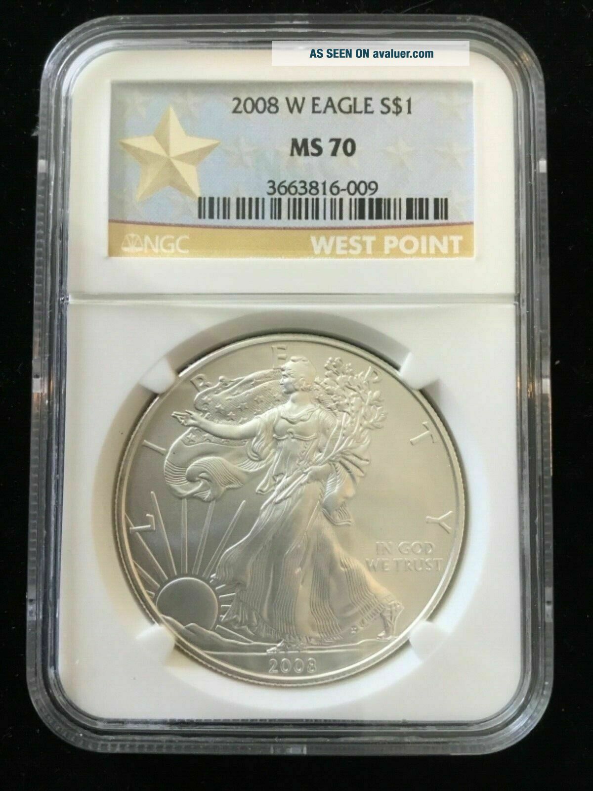 2008 W Burnished Silver Eagle NGC MS70 With W Mark Gold Star Label ...