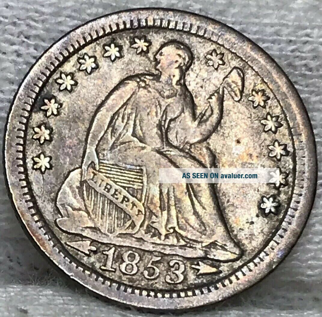 1853 - O Arrows Seated Liberty Half Dime VF, Fantastic Looking Coin ...