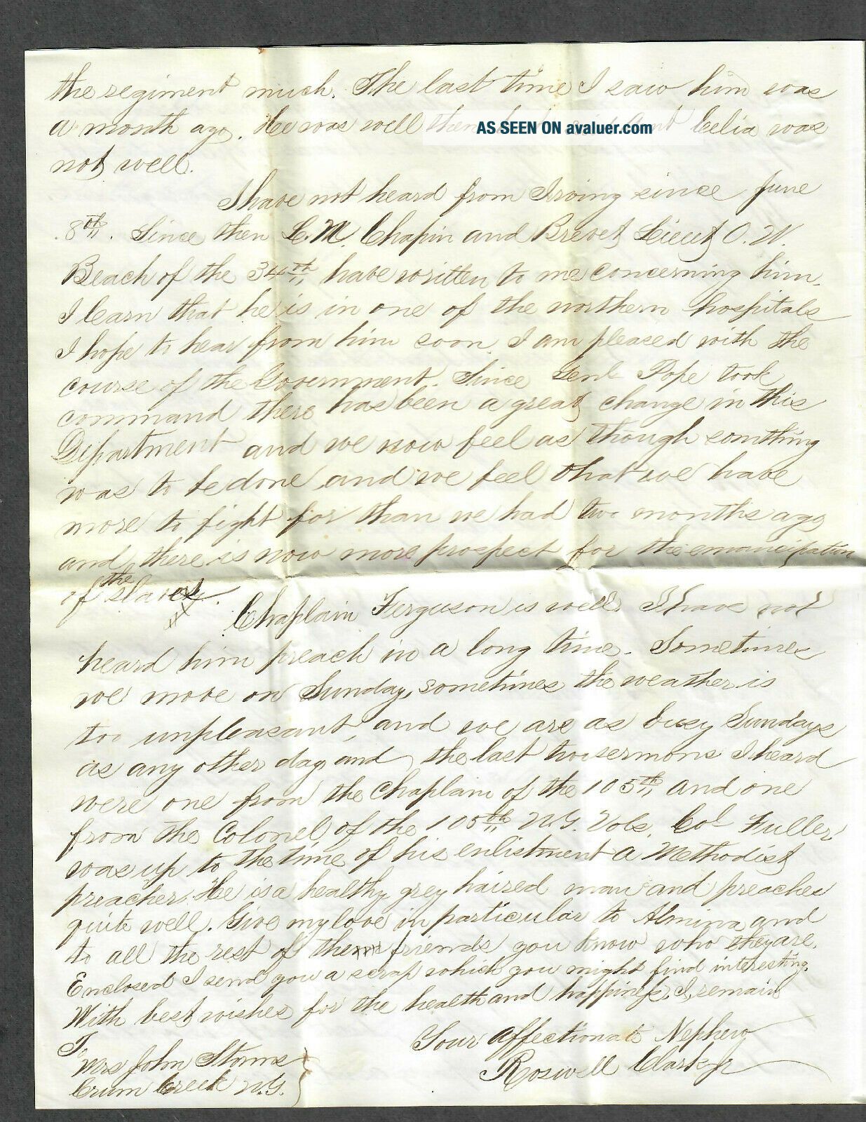 Civil War Soldiers Letter July 1862 Near Waterloo VA Transcribed ...