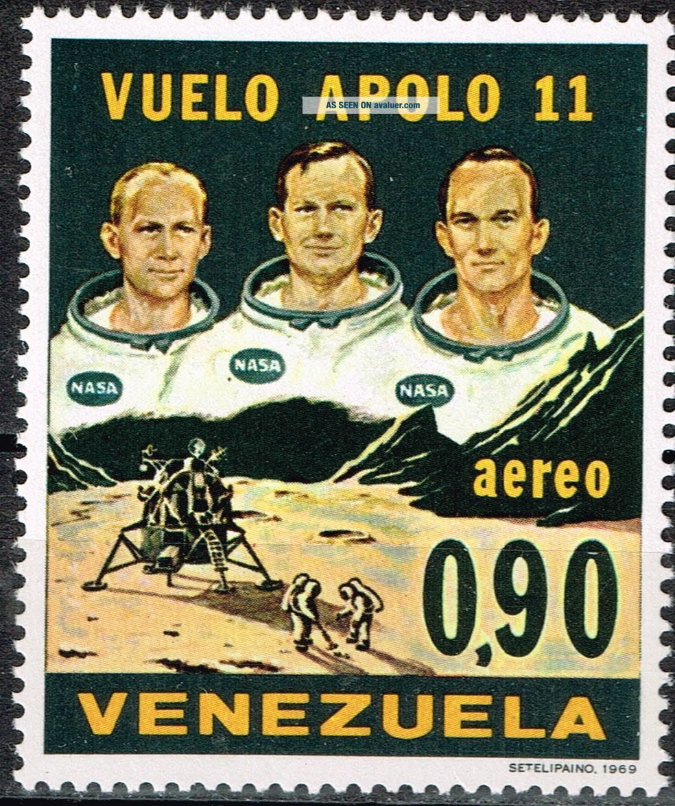Venezuela US Space Moon Explorer Apollo 11 1969 Airmail Stamp MNH ...