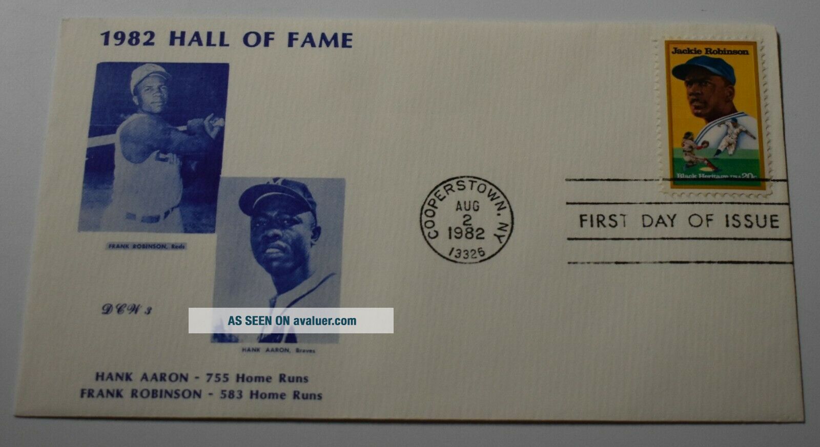 1982 HALL OF FAME Frank Robinson & Hank Aaron FDC Cover Clemente Stamp ...