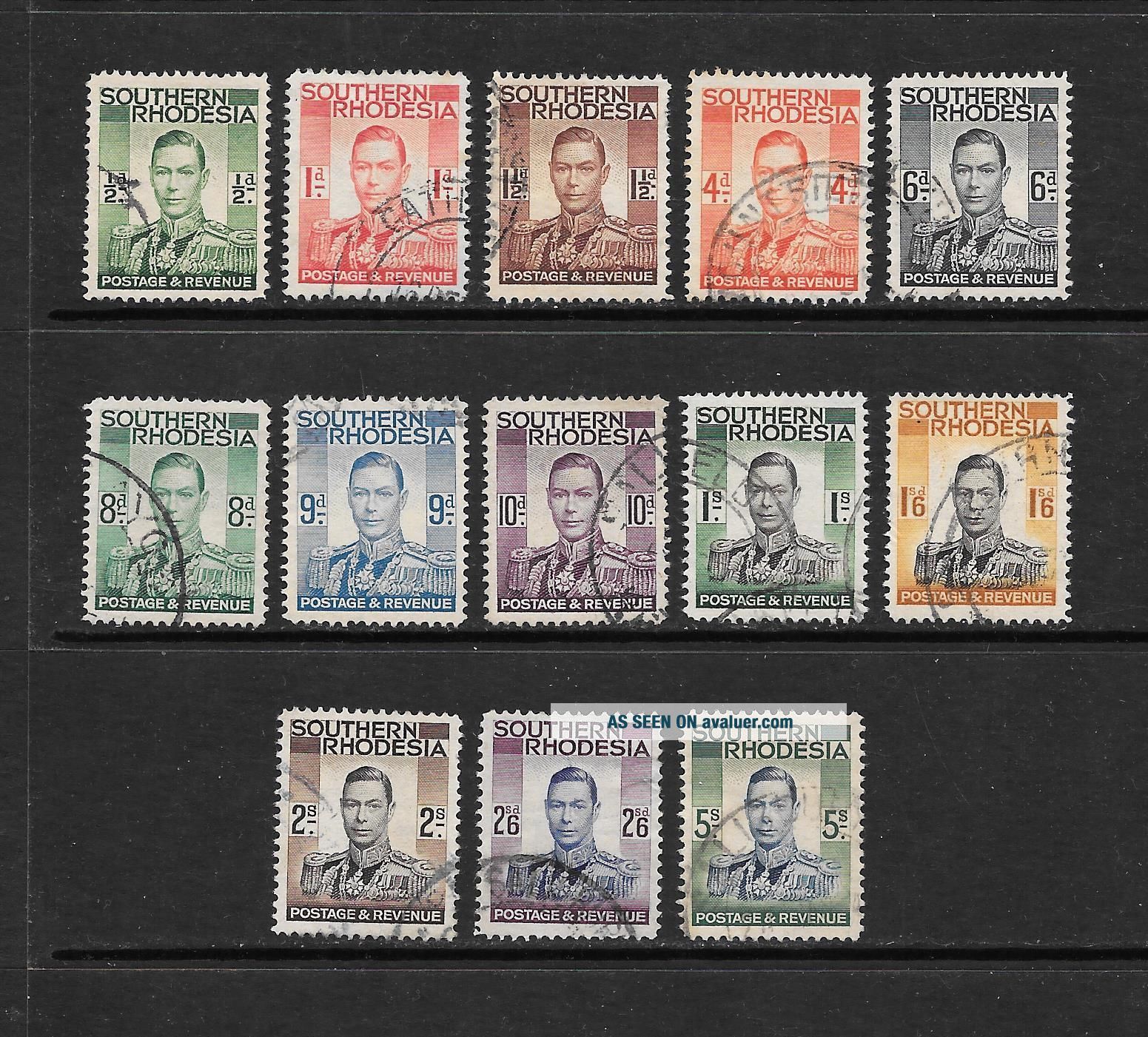 1937 King George VI SG40 To SG52 Complete Set Of 13 Fine SOUTHERN ...
