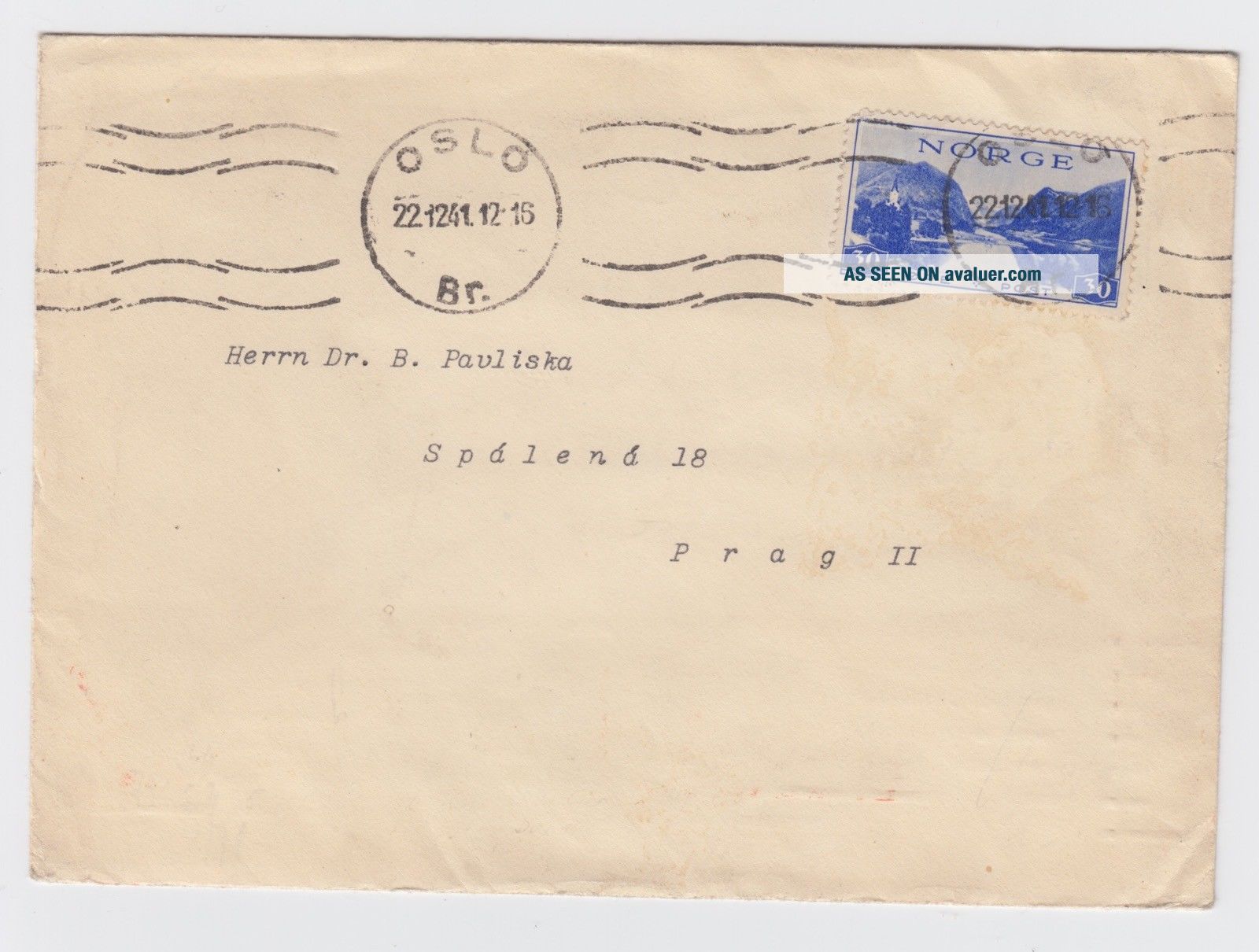 WW2 Oslo To Prag Cover 1941 Opened And Reaseled Berlin Censor Cover ...