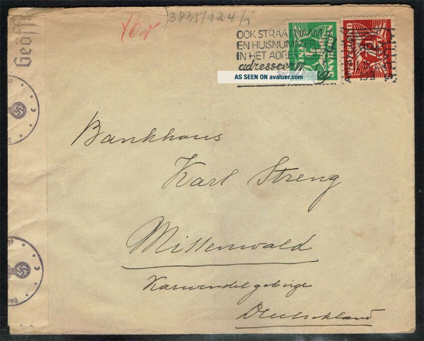 NETHERLANDS WWII GERMAN CENSORED COVER SENT TO GERMANY | #11178094