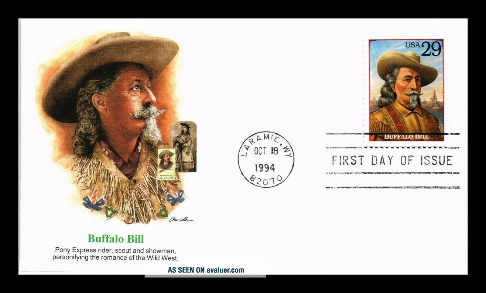 US COVER BUFFALO BILL LEGENDS OF THE WEST FDC FLEETWOOD CACHET | #11164668