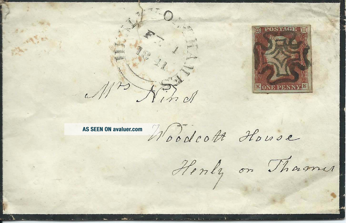 GB 1842 1d Red 4 Margins Mourning Cover With Full Ryde Black Maltese ...