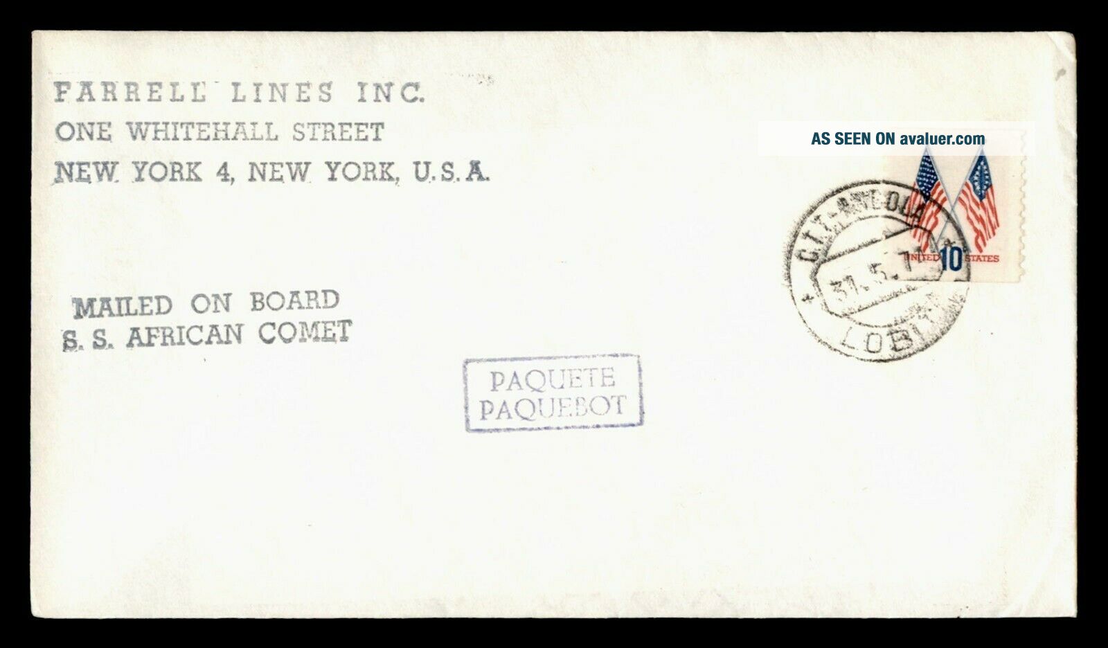 DR WHO 1974 PAQUEBOT SS AFRICAN COMET SHIP ANGOLA TO USA E52053 | #11262099