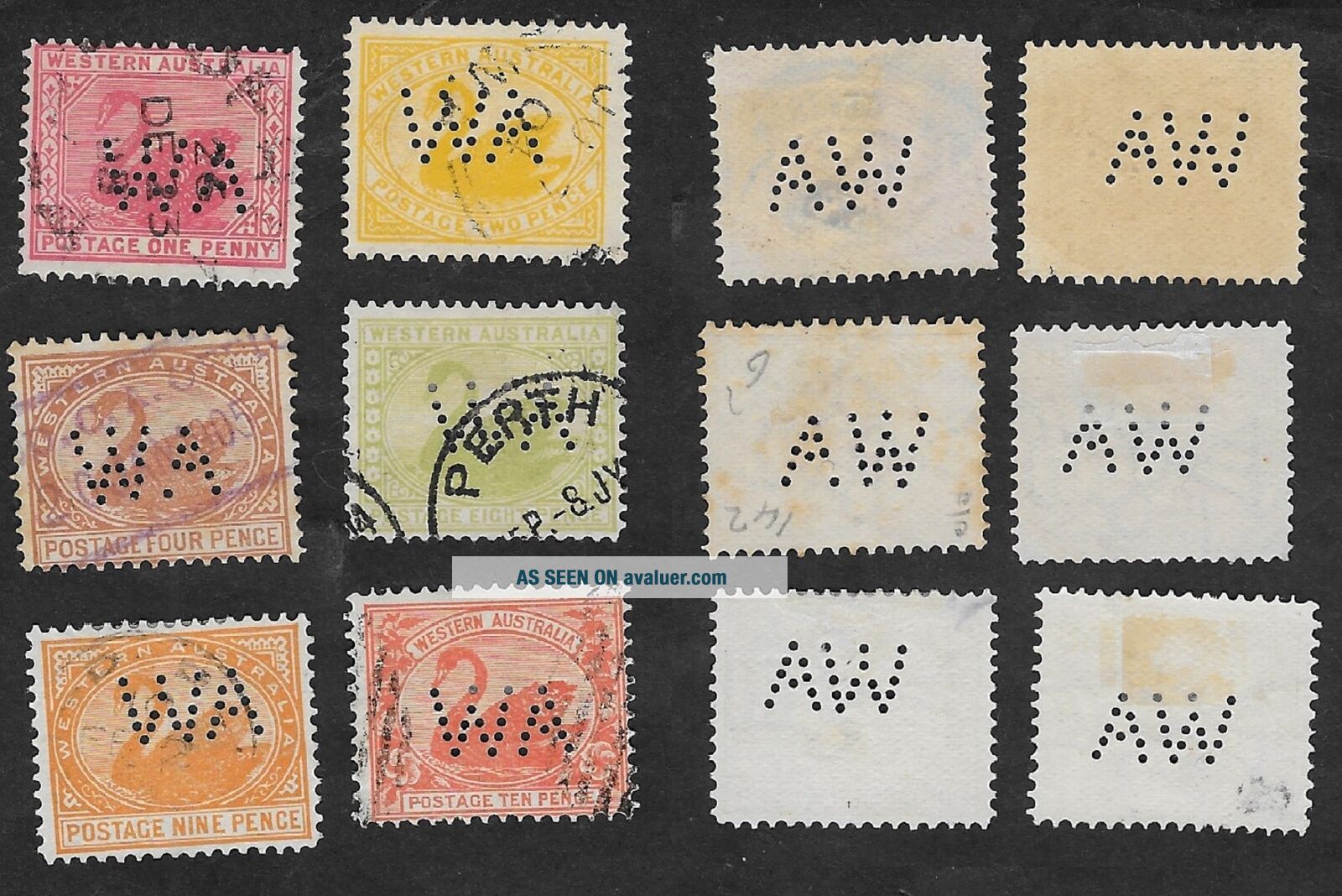 WA V/Crown With Official WA Perfin X 6 Values | #11268142