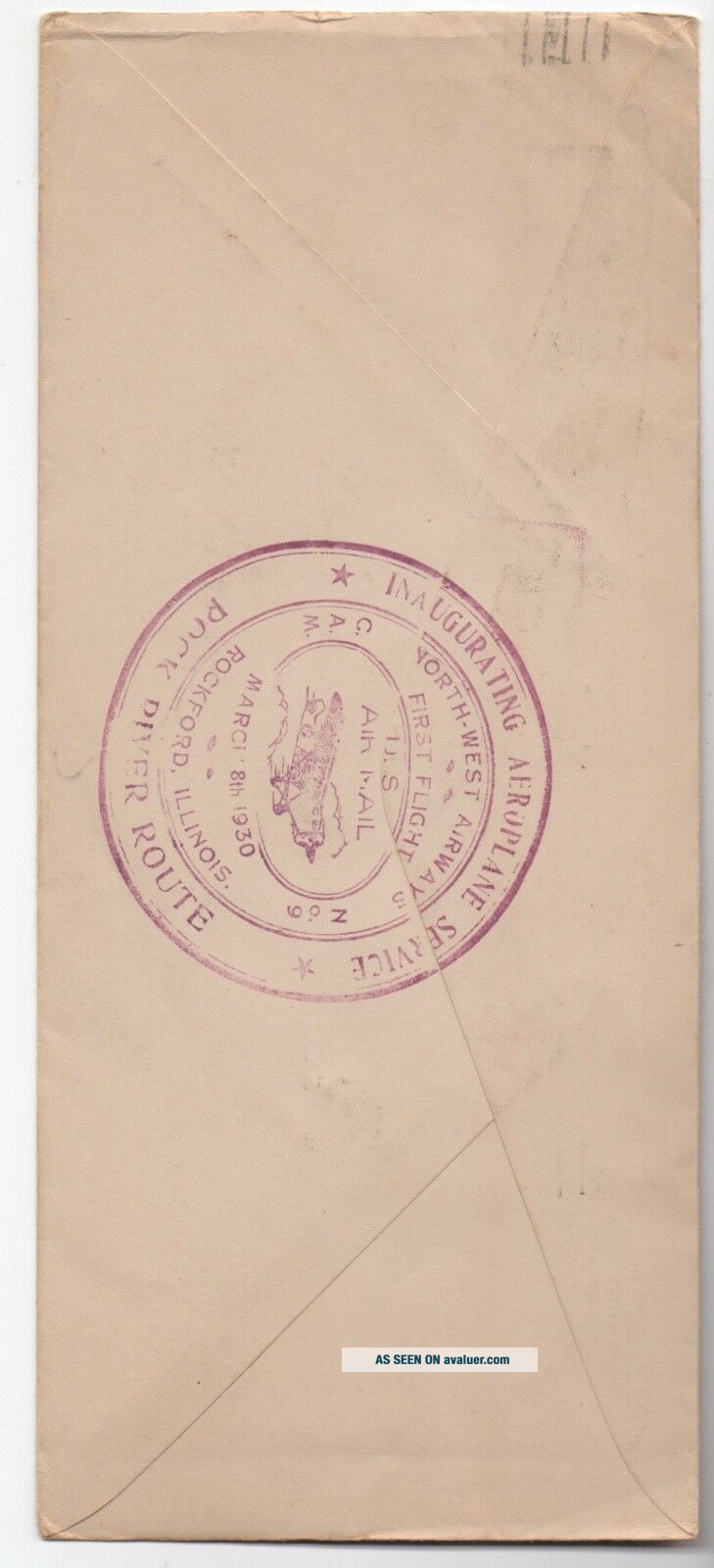 1930 US First Flight Cover From Rockford Illinois Rock River Route ...
