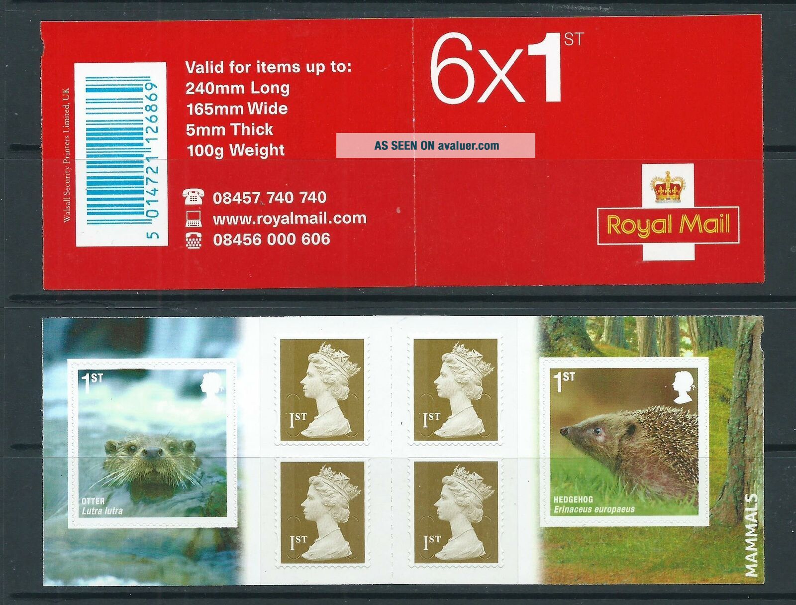 2010 PM23 BOOKLET WITH 6 X SELF ADHESIVE MACHINS & MAMMALS STAMPS ...