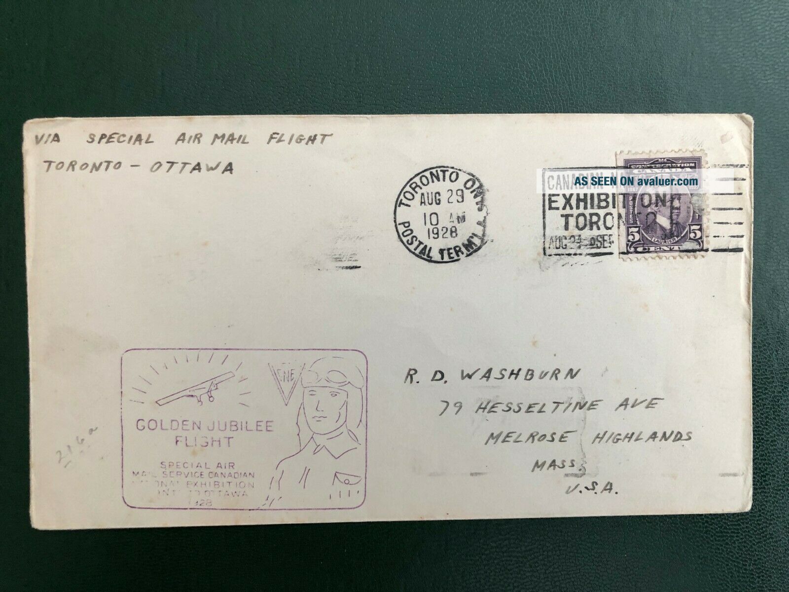 Canada, 1928 Golden Jubilee Flight Toronto To Ottawa | #11440850