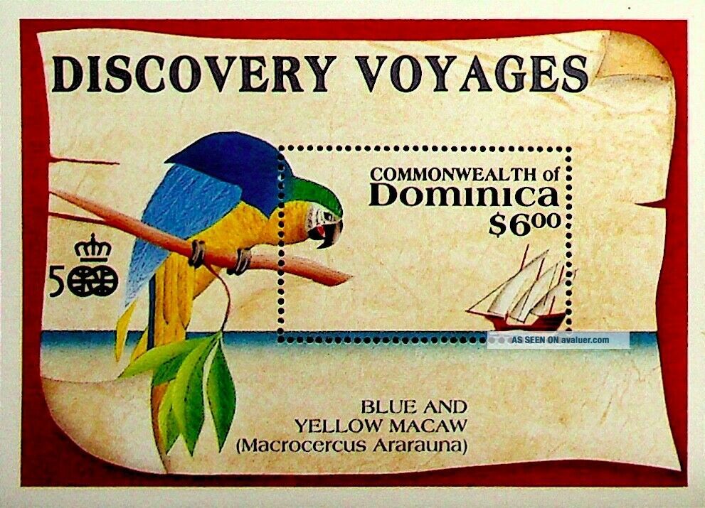 DOMINICA CARIBBEAN DISCOVERY VOYAGES BIRD MACAW SHIP SEA SHEET | #11567351