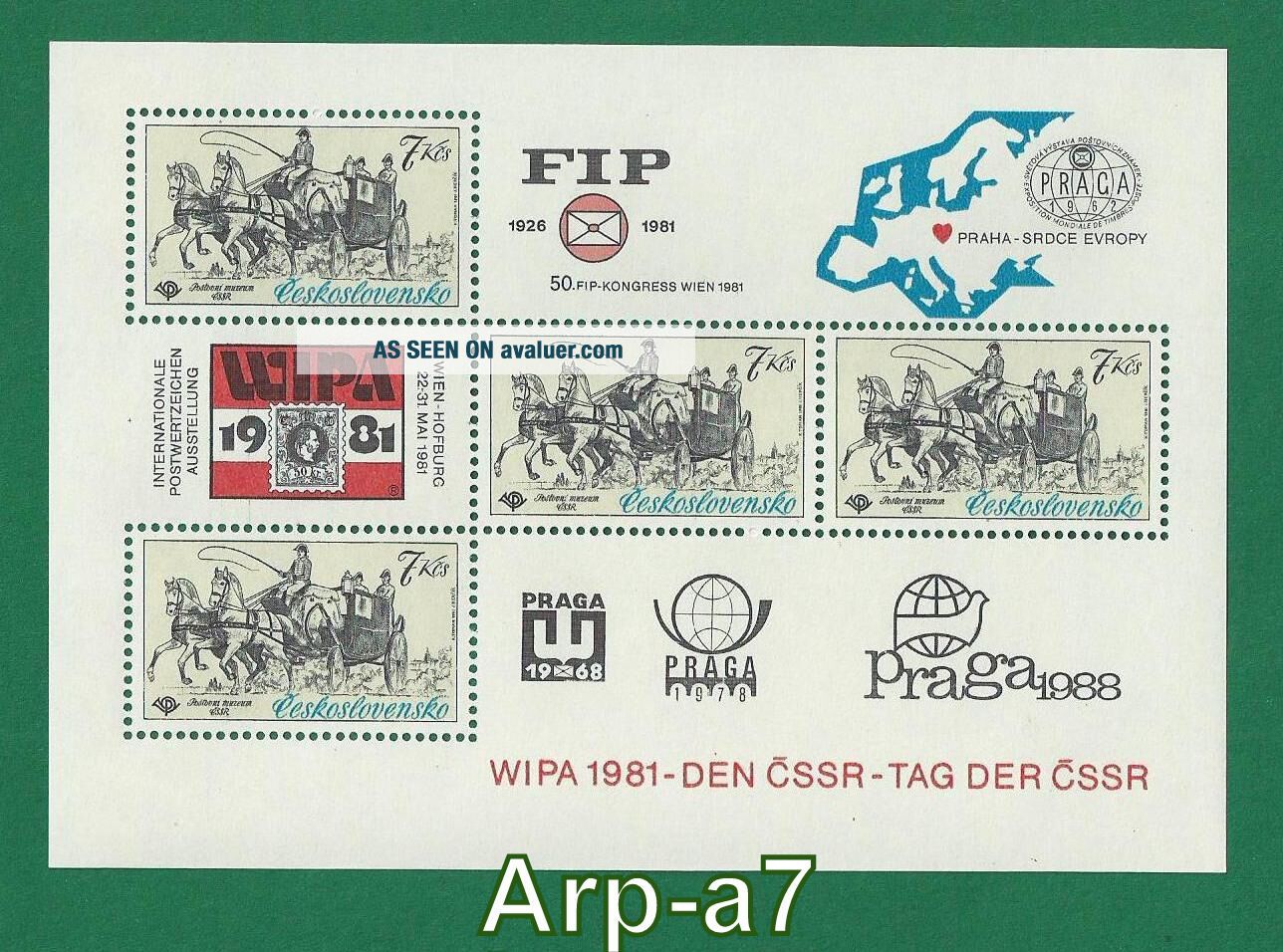 Czechoslovakia Sheet Mi BL44 MNH 1981 International Stamp Exhibition ...