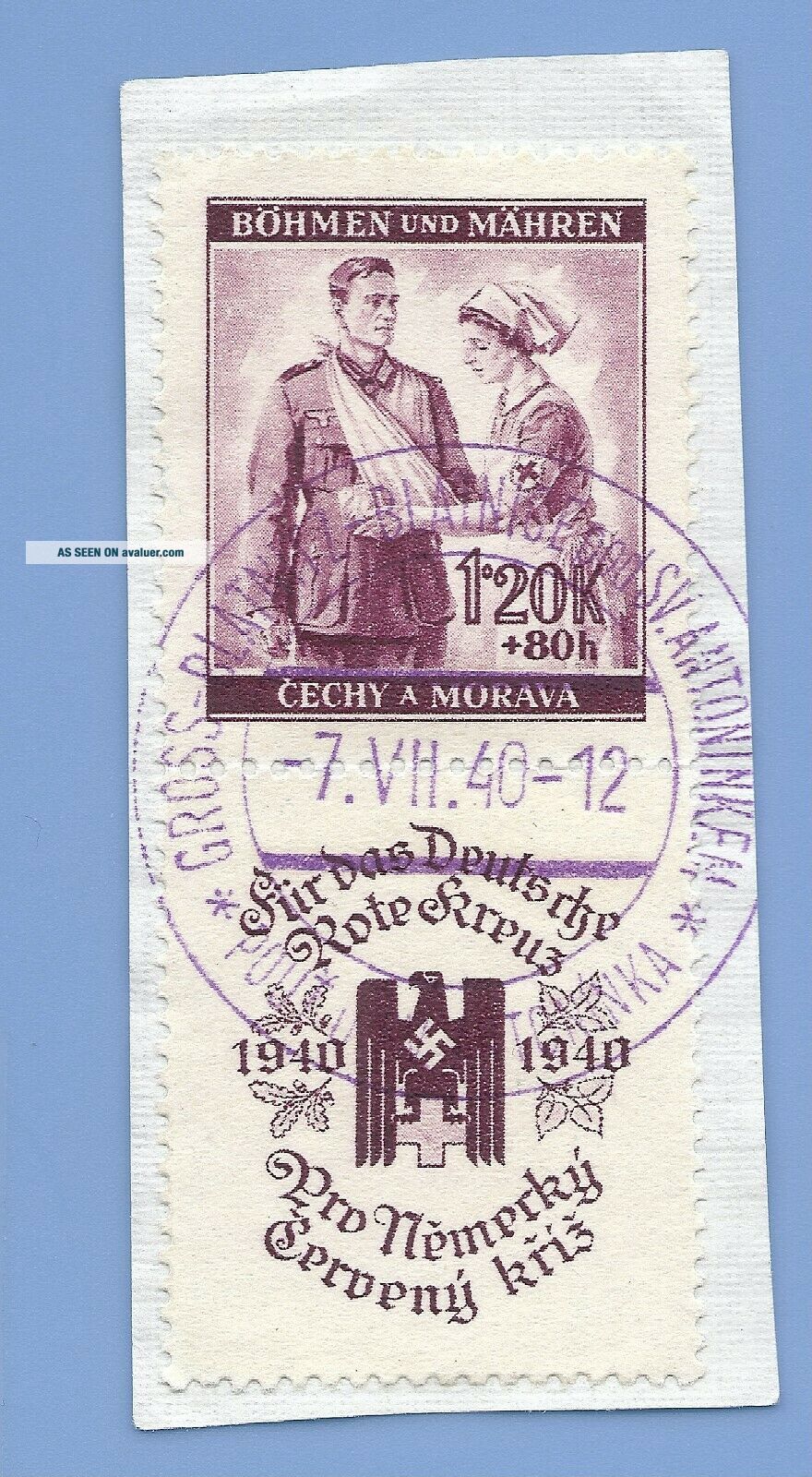 Germany Nazi Third Reich Nazi 1940 Nurse Soldier B&M Stamp WW2 ERA ...