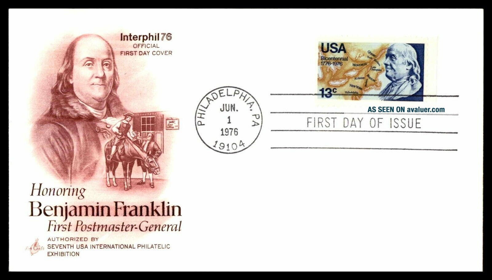 MayfairStamps US FDC 1976 PENNSYLVANIA BENJAMIN FRANKLIN 13c ISSUE ...
