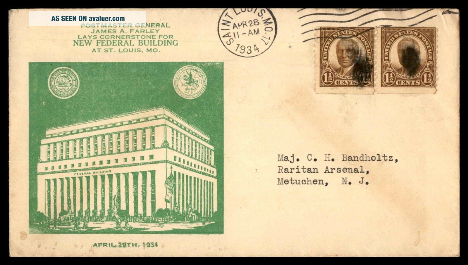 Mayfairstamps 1934 US St Louis MO Federal Building James Farley ...