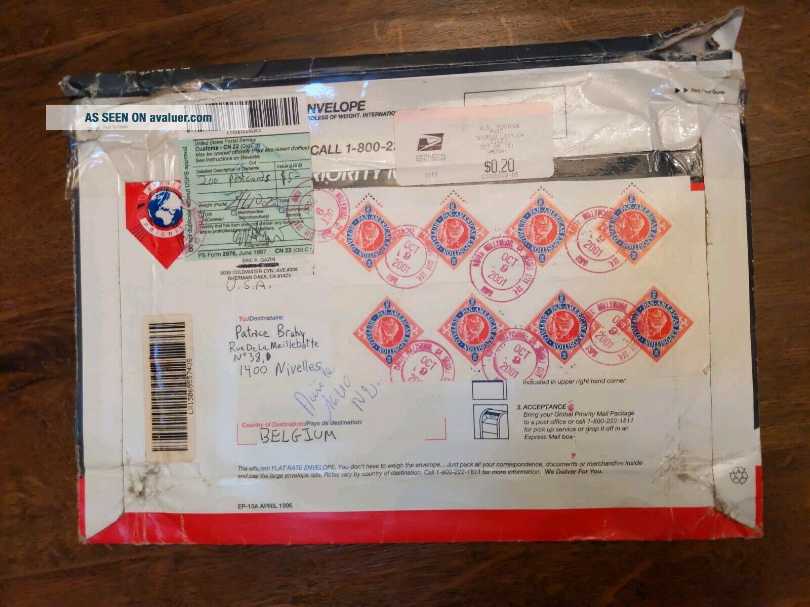 2001 Global Priority Mail Cover USA W/ 8 X 3505d Pan American Expo 80 ...