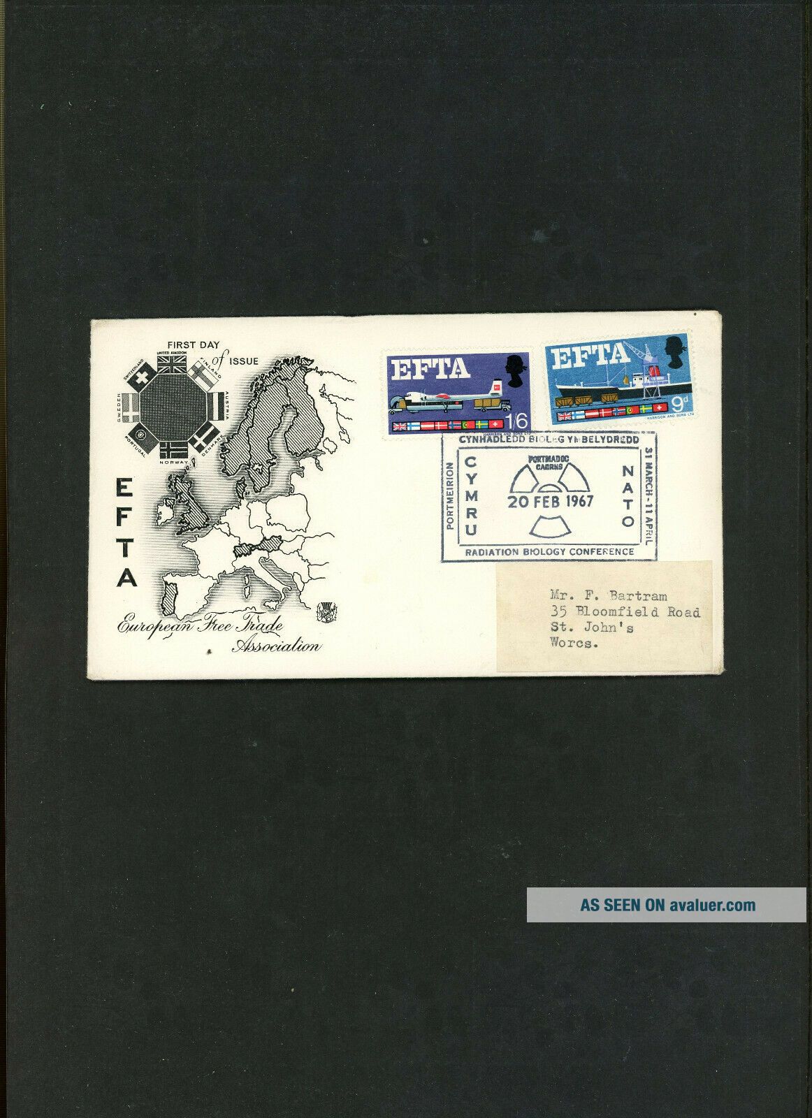1967 EFTA Ordinary Stuart FDC Radiation Biology Conference Portmeirion ...