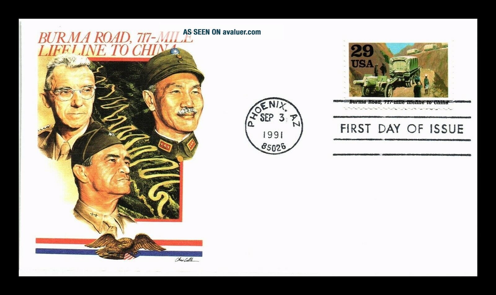 DR JIM STAMPS US BURMA ROAD WORLD WAR II FIRST DAY COVER PHOENIX ...