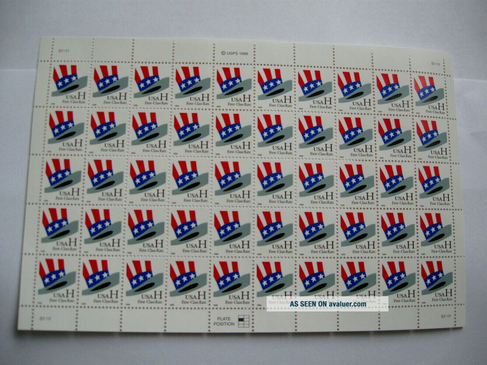 USA Stamp Sheet Of Uncle Sams Hat In 1998 | #11834805