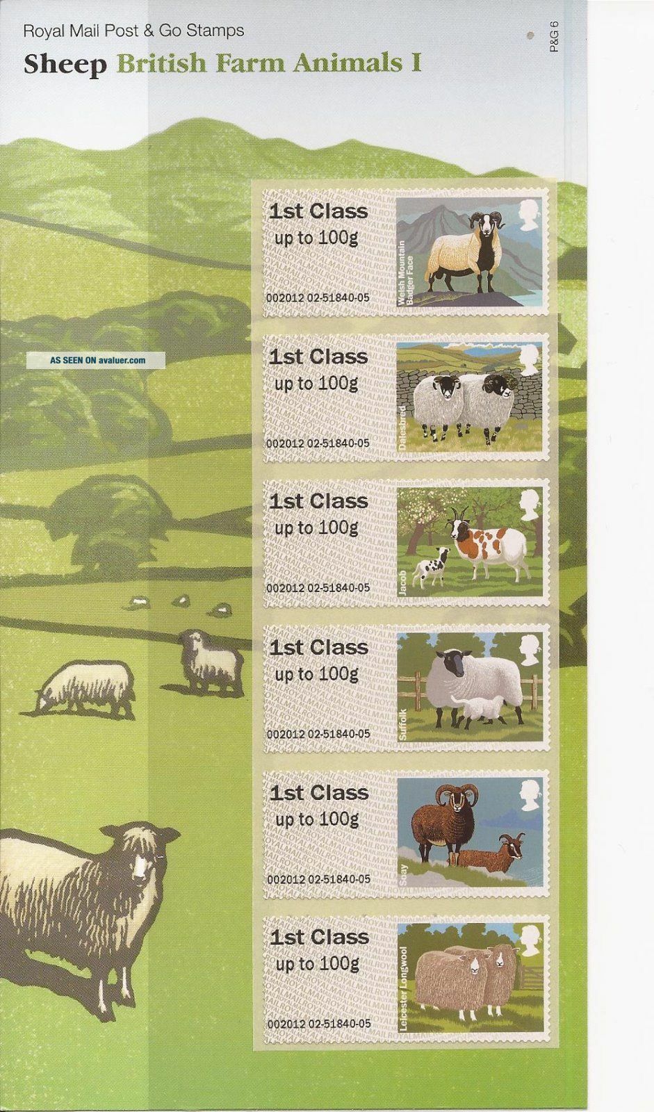 2012 Sheep British Farm Animals I Post & Go P&G 6 UNMOUNTED | #11709393