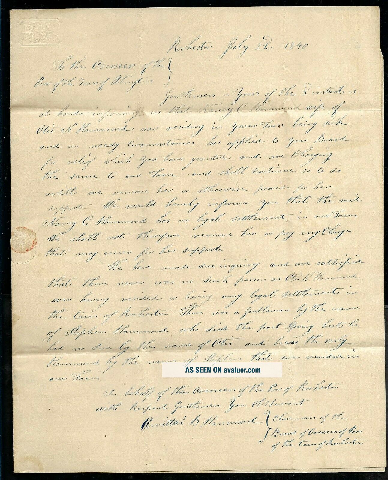 1840 Folded Letter Cover Manuscript Cancel Mattapoisett MA To Abington ...