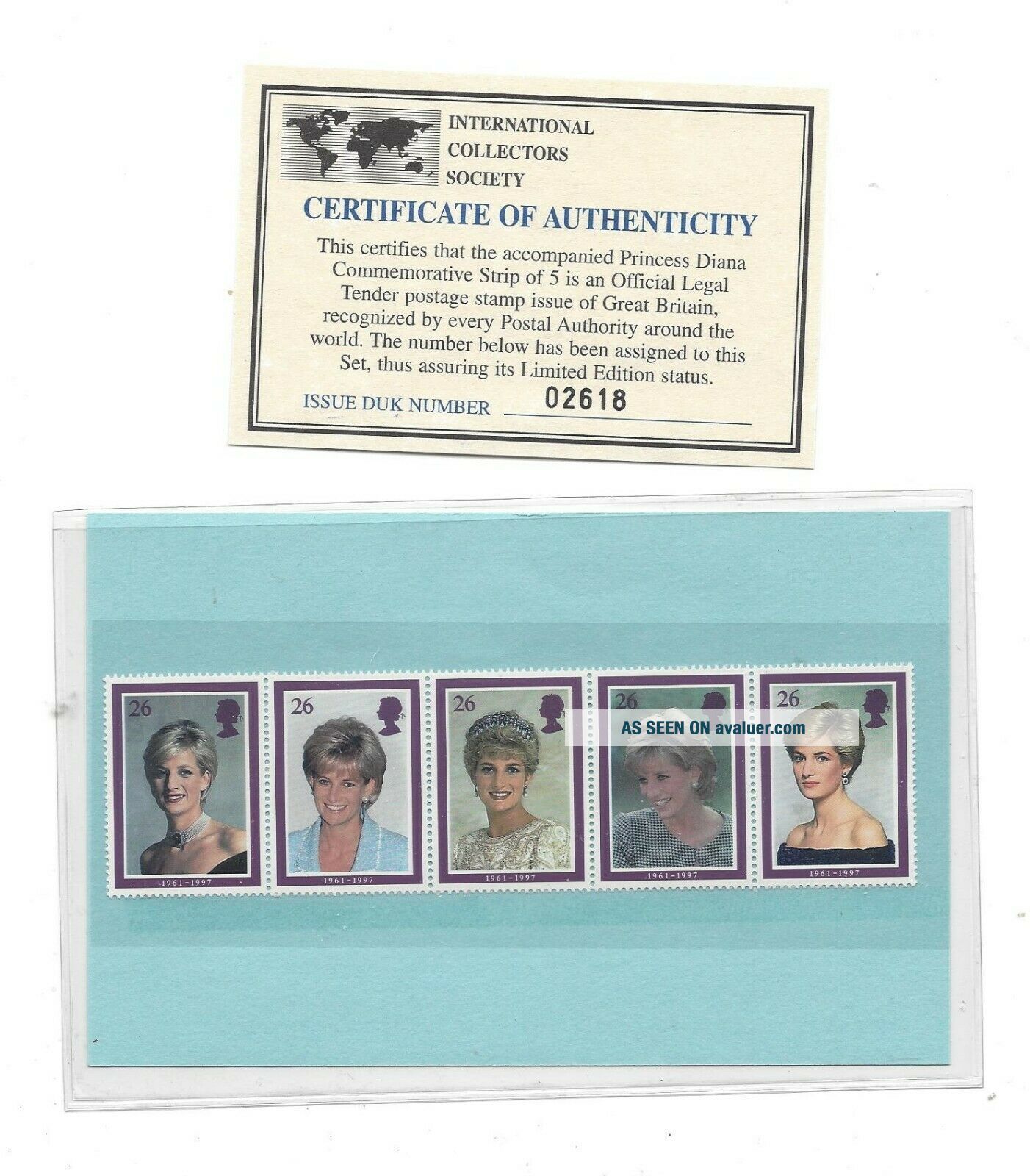 Princess Diana Commemorative Strip Of 5 Postage Stamps Limited Edition ...