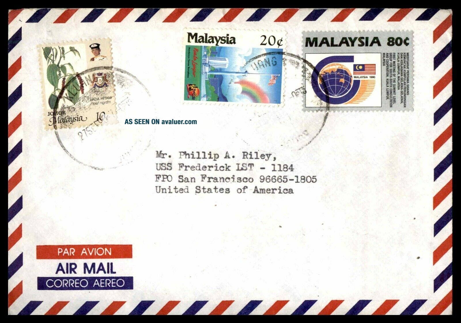 MayfairStamps MALAYSIA 1980 COMMERCIAL AIR MAIL TO USS FREDERICK LST ...