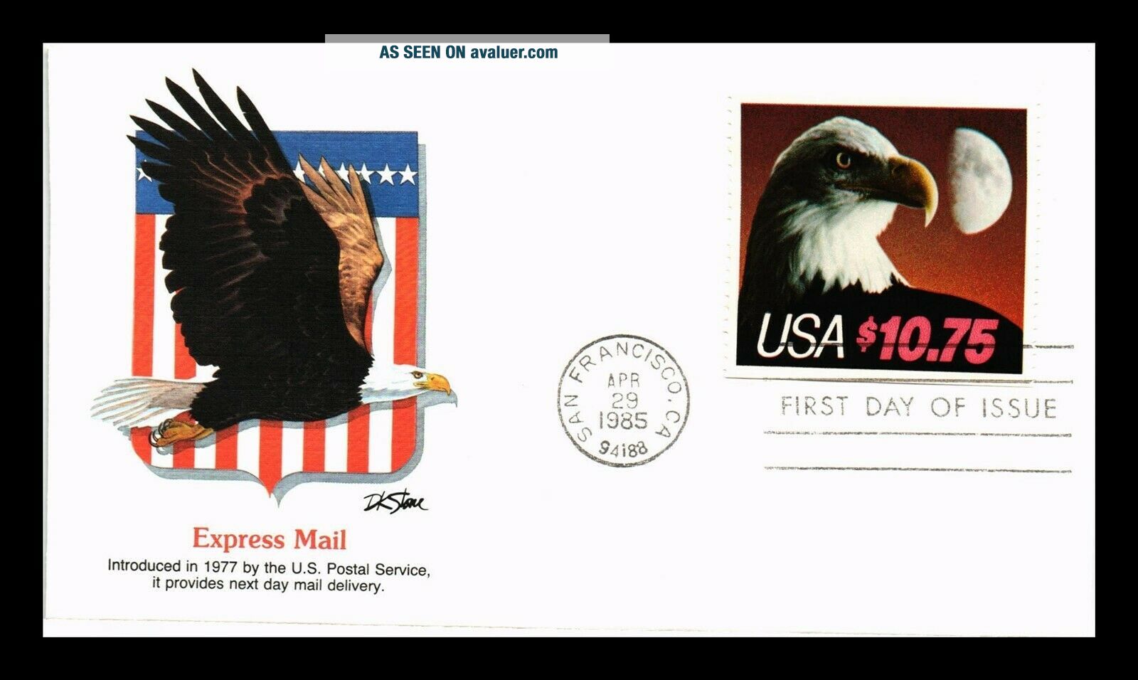 DR JIM STAMPS US EXPRESS MAIL EAGLE MOON HIGH VALUE FIRST DAY COVER ...